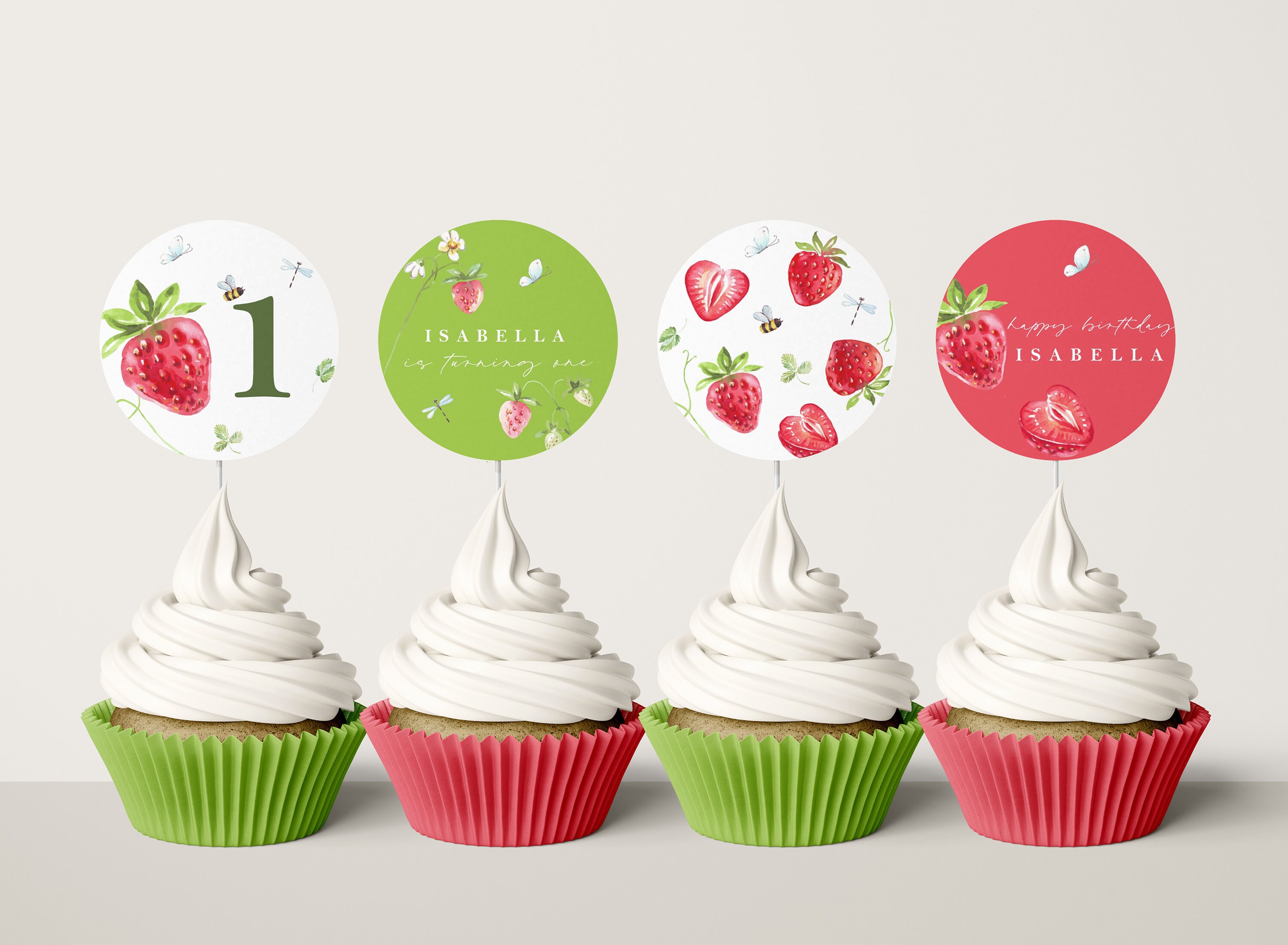 Strawberry Birthday Favor Tags Template Berry First Theme Gift Tags ...