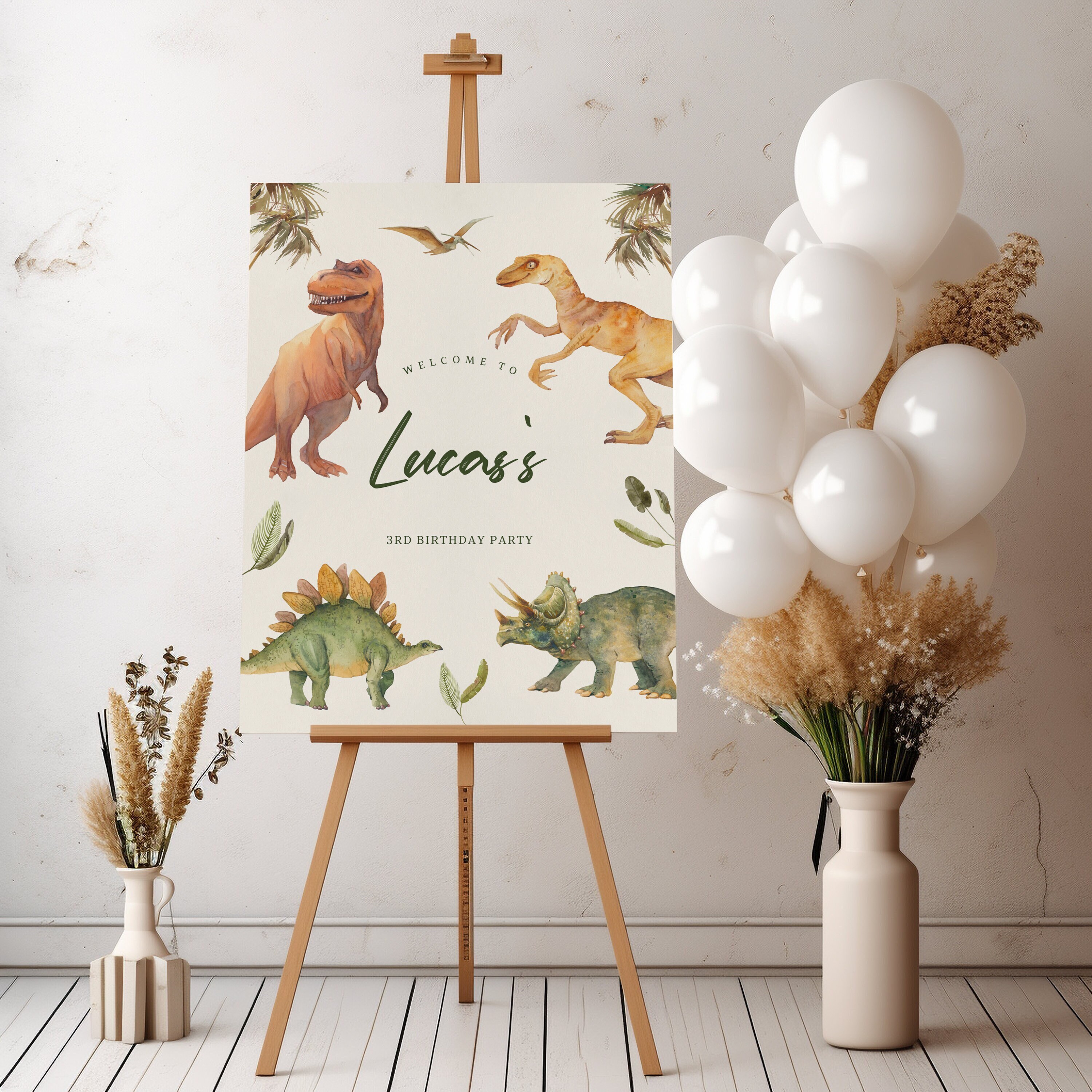 Dinosaur Birthday Welcome Sign Personalized Dinosaur Theme Party Decor ...