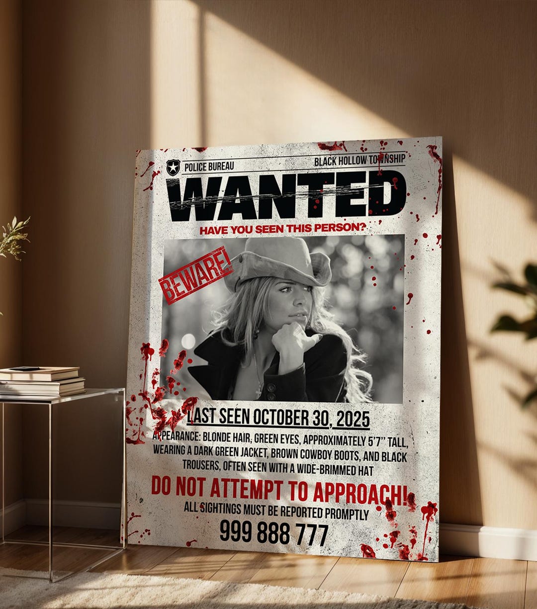 Halloween Wanted Poster Template: Editable Missing Sign for Haunted ...