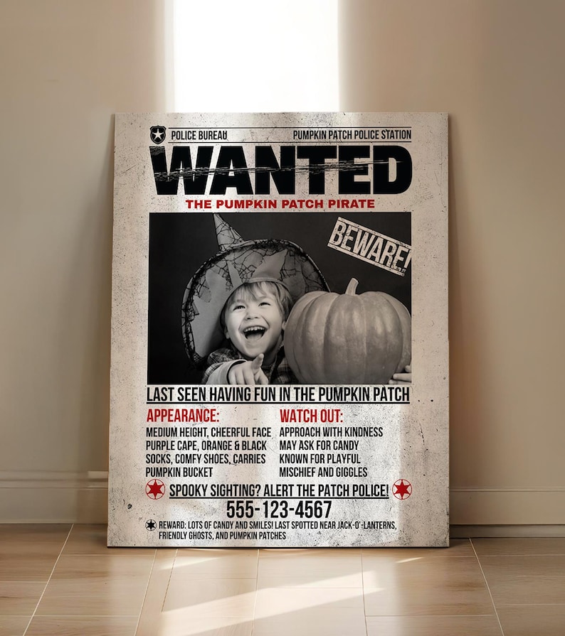 Halloween Wanted Poster Template: Customizable Missing Party Decor ...
