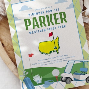 Masters Golf Birthday Invitation - Golf First Birthday Invite ...