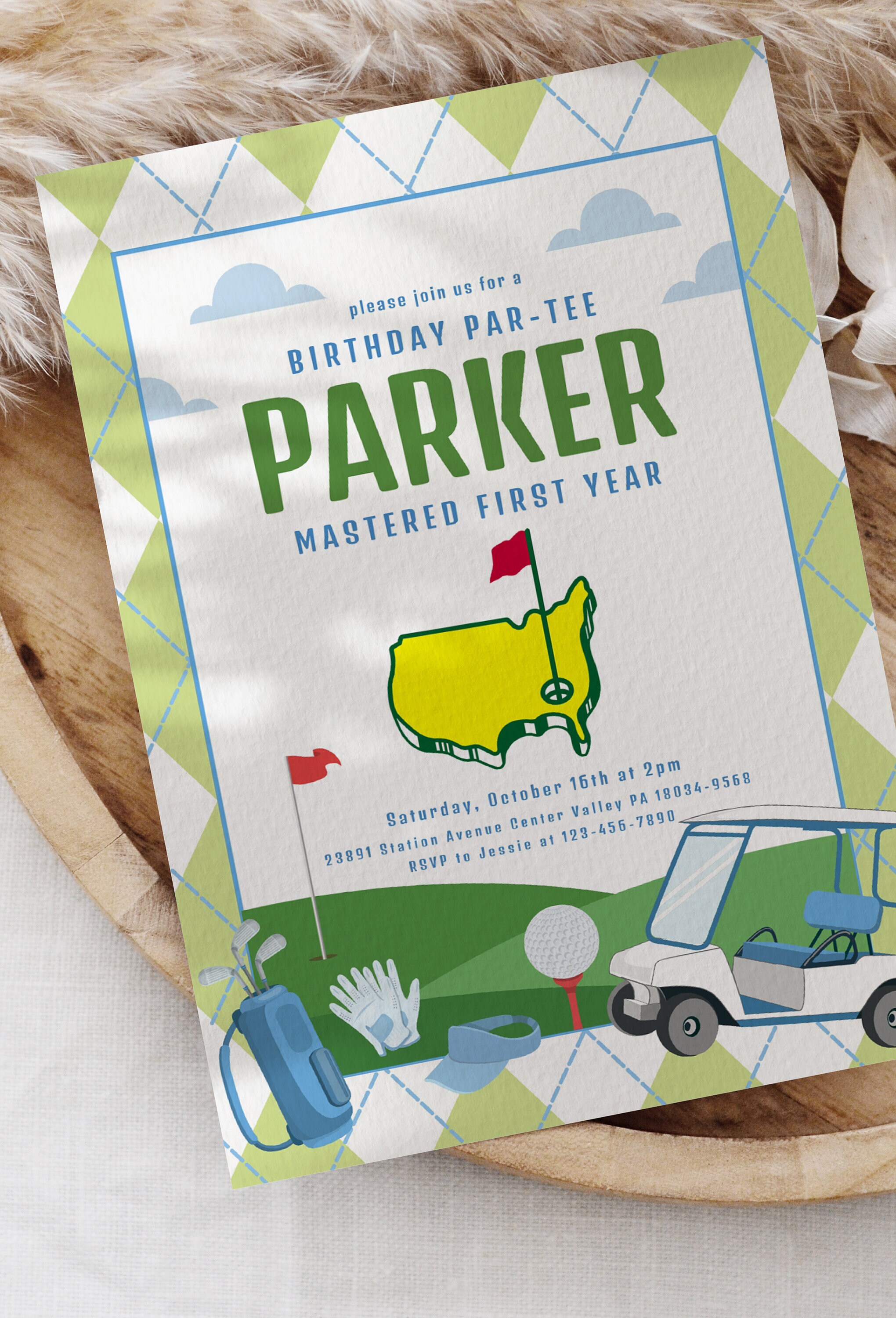 Masters Golf Birthday Invitation Golf First Birthday Invite Mastered ...
