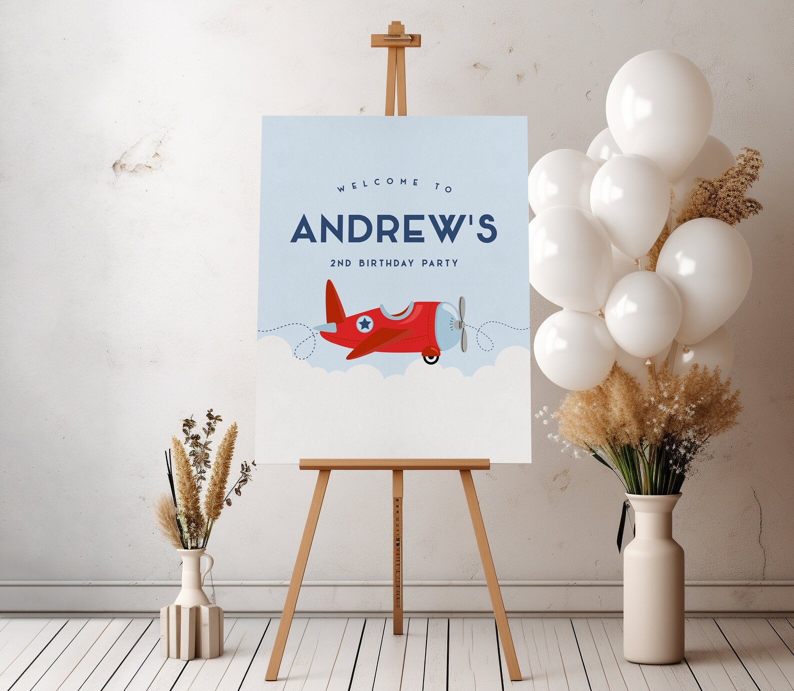 Airplane Birthday Welcome Sign Personalized Aviation Theme Party Decor ...