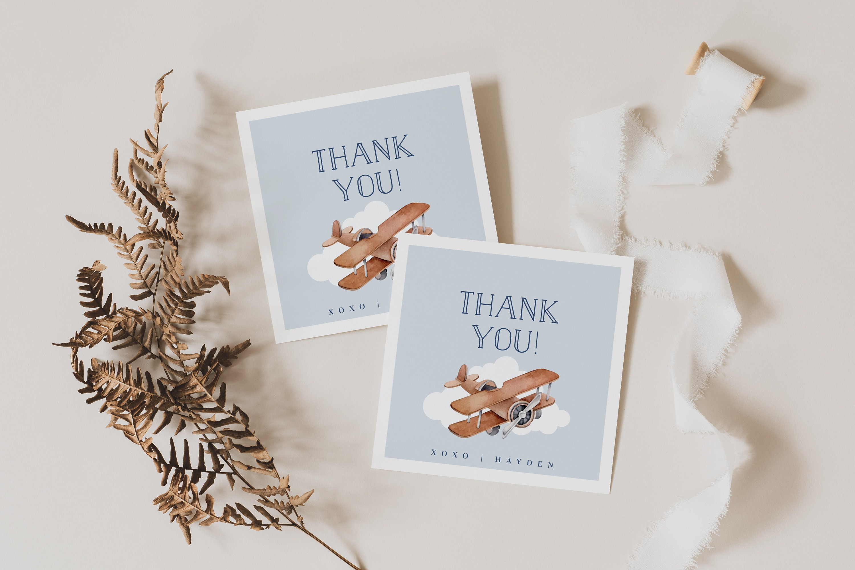 Airplane Birthday Favor Tags Template Personalized Aviation Theme Gift ...