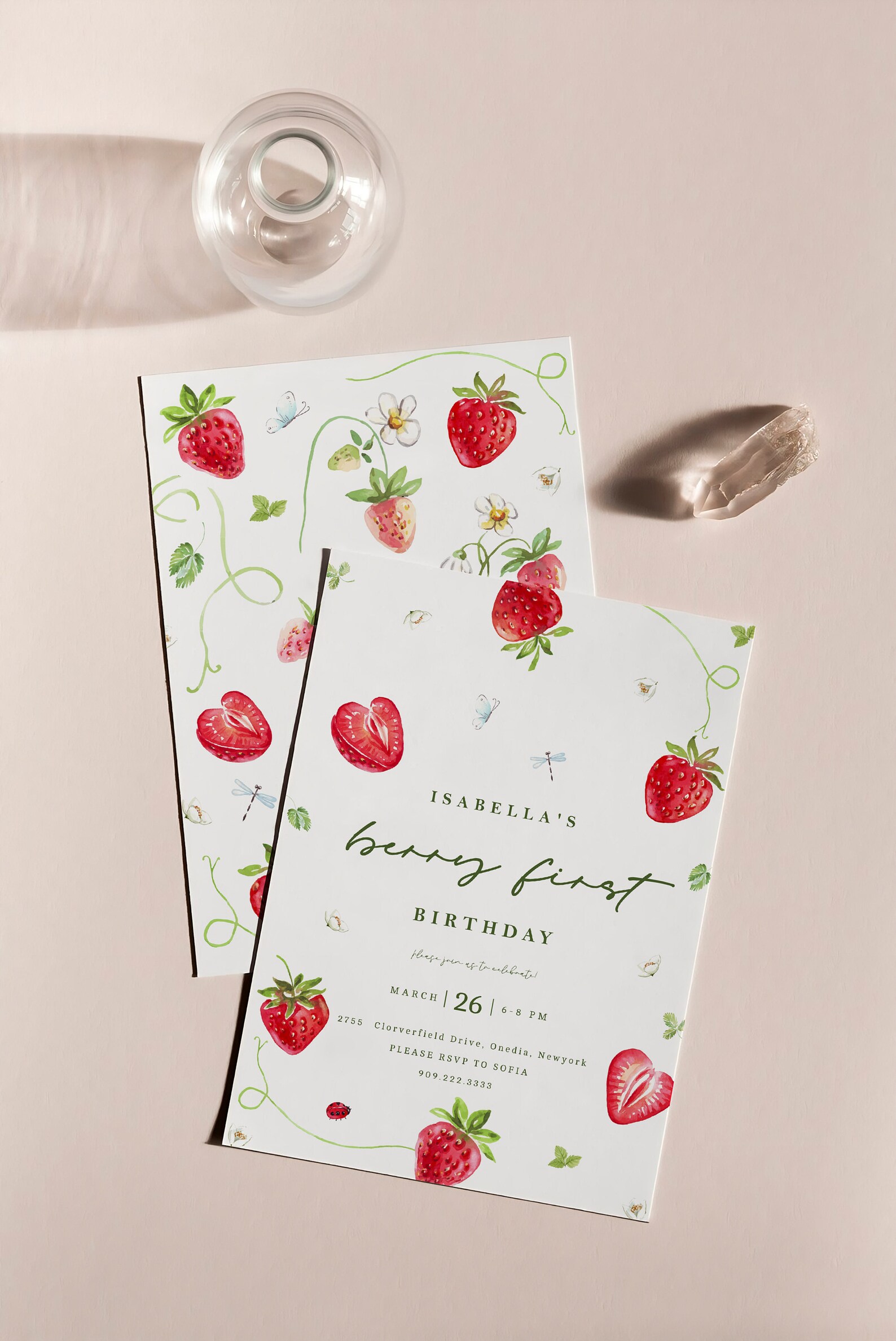 Strawberry Birthday Food Tent: Berry Sweet Party Decor (editable ...
