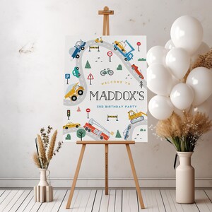 Transportation Birthday Flag Banner: Editable Vehicle Theme Party Decor ...