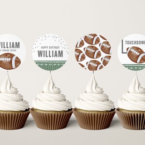 Football Birthday Cupcake Toppers - Gridiron Theme Party Decorations ...