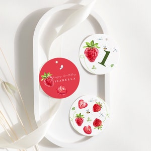 Strawberry Birthday Favor Tags Template - Personalized Berry First ...