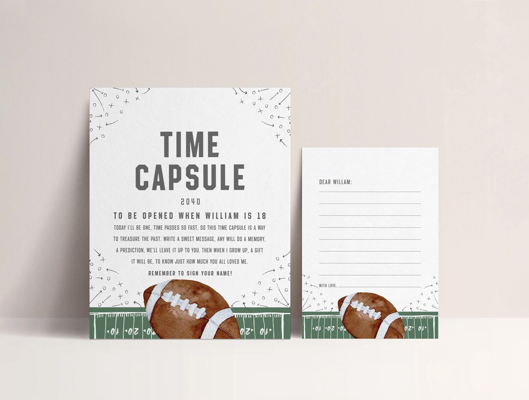 Football Birthday Time Capsule: Editable Gridiron Party Decorations ...