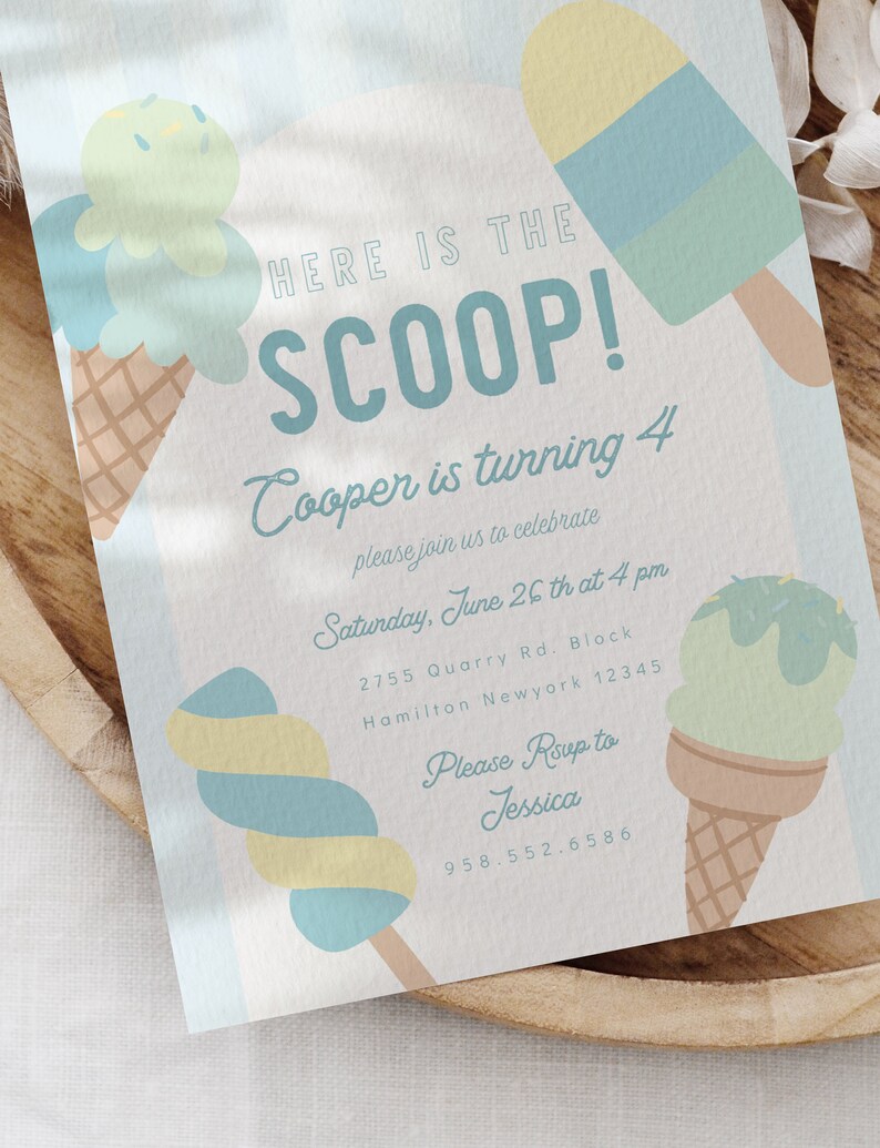 Ice Cream Birthday Invitation Editable Summer Birthday Sweet Invite ...