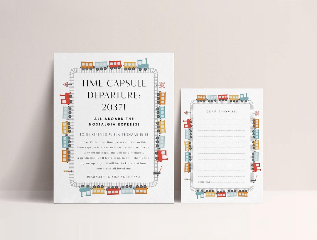 Train Birthday Party Time Capsule - Personalized Train Memory Box ...