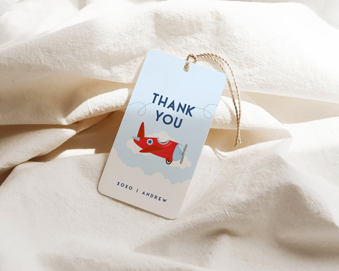 Airplane Birthday Favor Tags Template - Personalized Aviation Theme ...