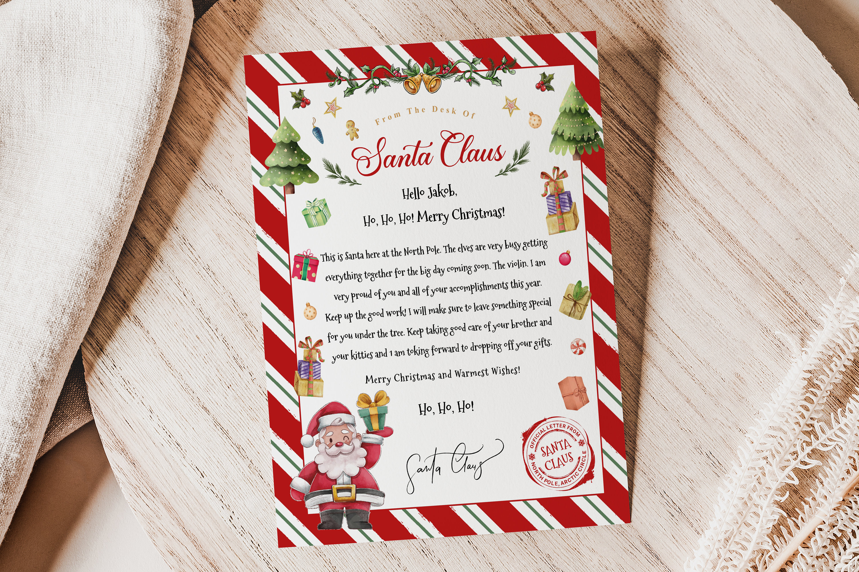 Official Letter From Santa Claus Greetings From Santa Claus Editable ...