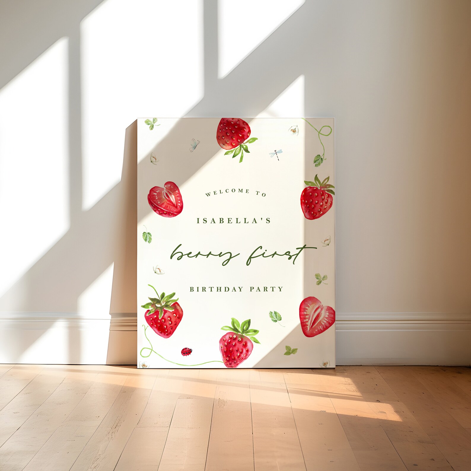 Strawberry Birthday Welcome Sign Berry First Birthday Party Decor Berry ...