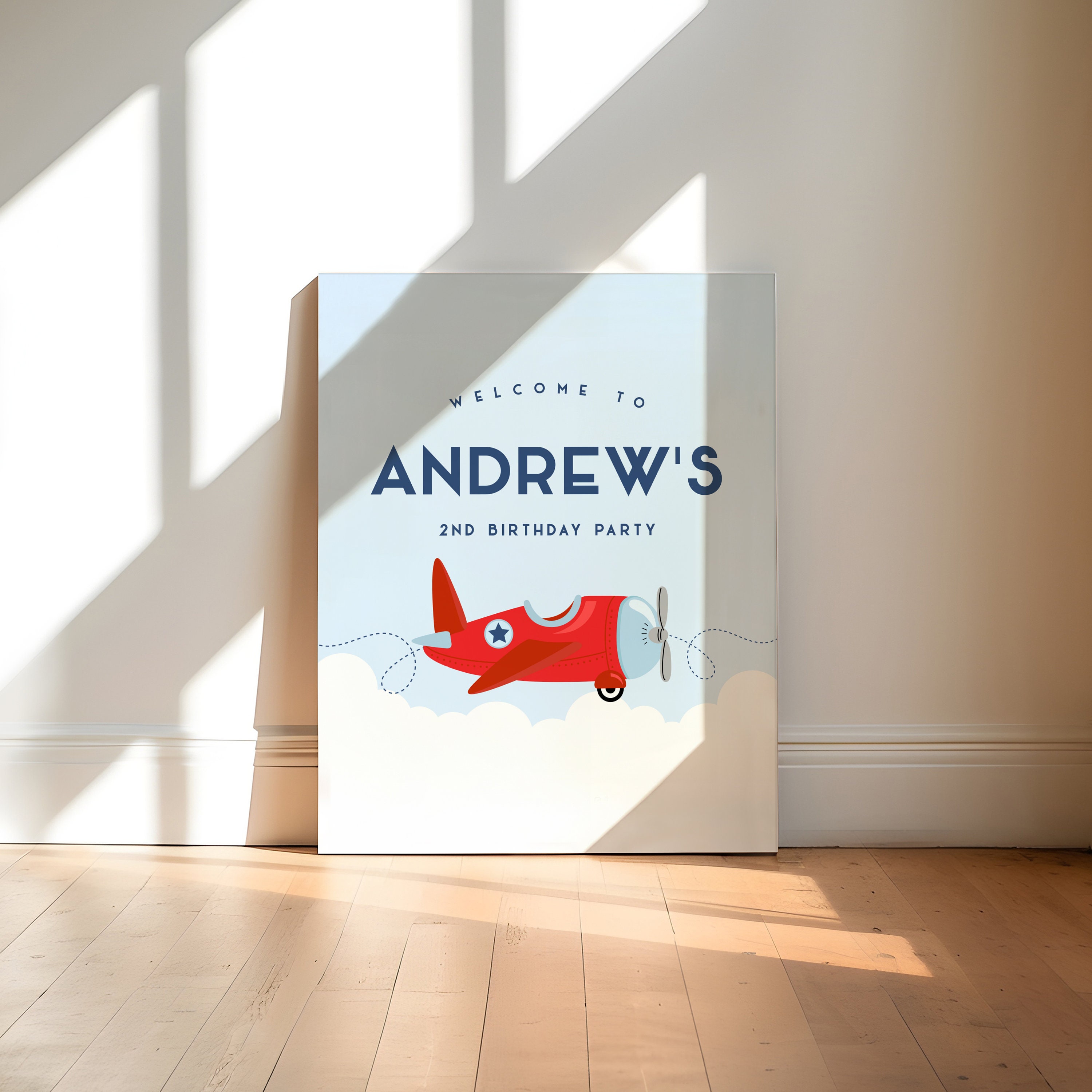 Airplane Birthday Welcome Sign Personalized Aviation Theme Party Decor ...