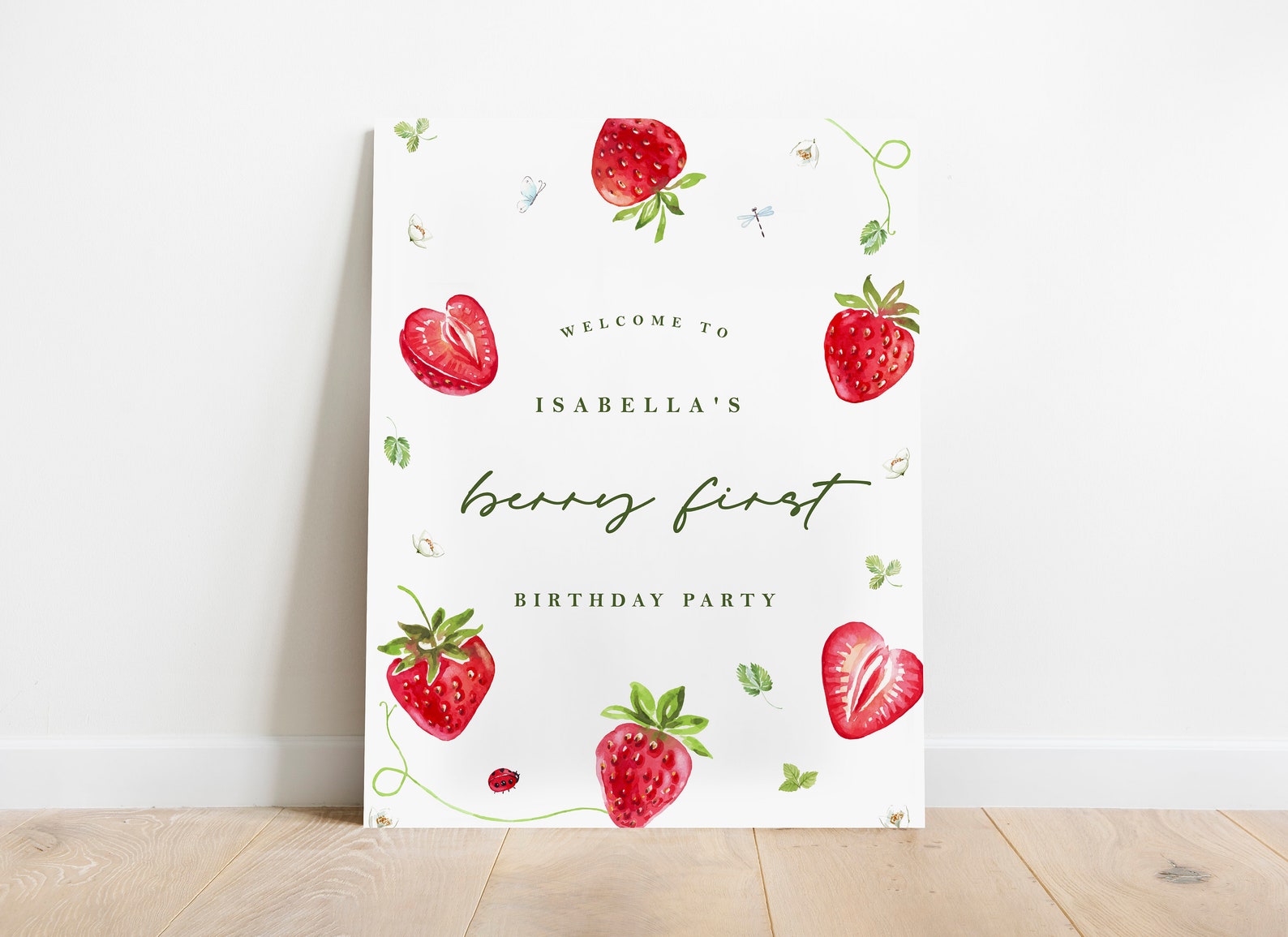 Strawberry Birthday Welcome Sign Berry First Birthday Party Decor Berry ...