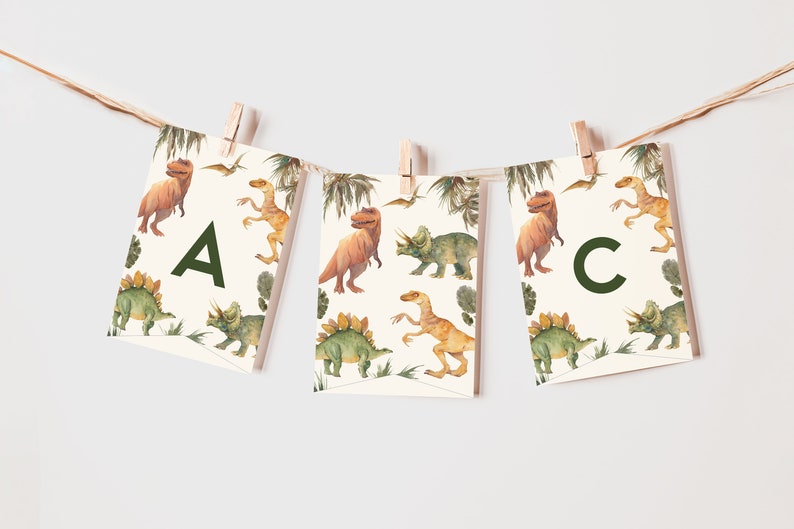 Dinosaur Birthday Flag Banner Jurassic Theme Party Decor Trex Birthday ...