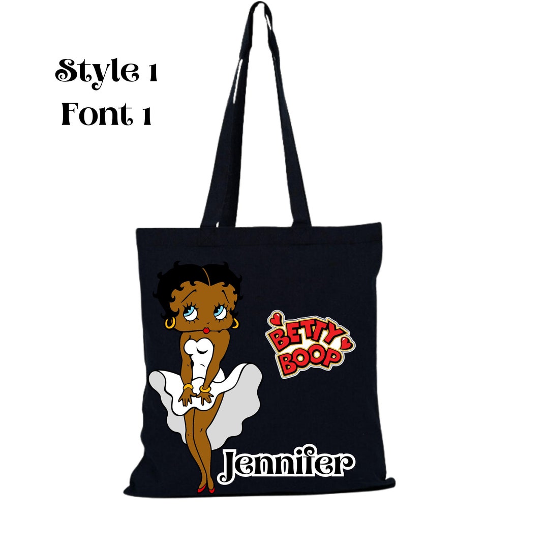 Personalized Afro American Betty Boop Black Canvas Tote Bag Gift for ...