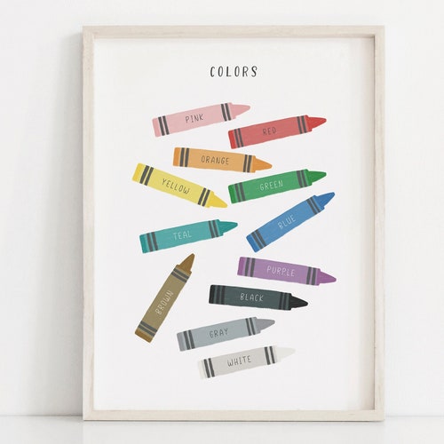 PRINTABLE Colors Poster for Kids Crayons Nursery Educational - Etsy