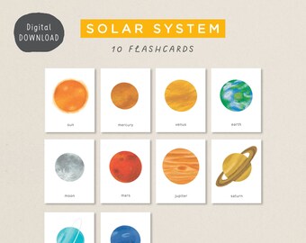 Solar System Printable Flashcards. Outer Space Cards Toddler. - Etsy