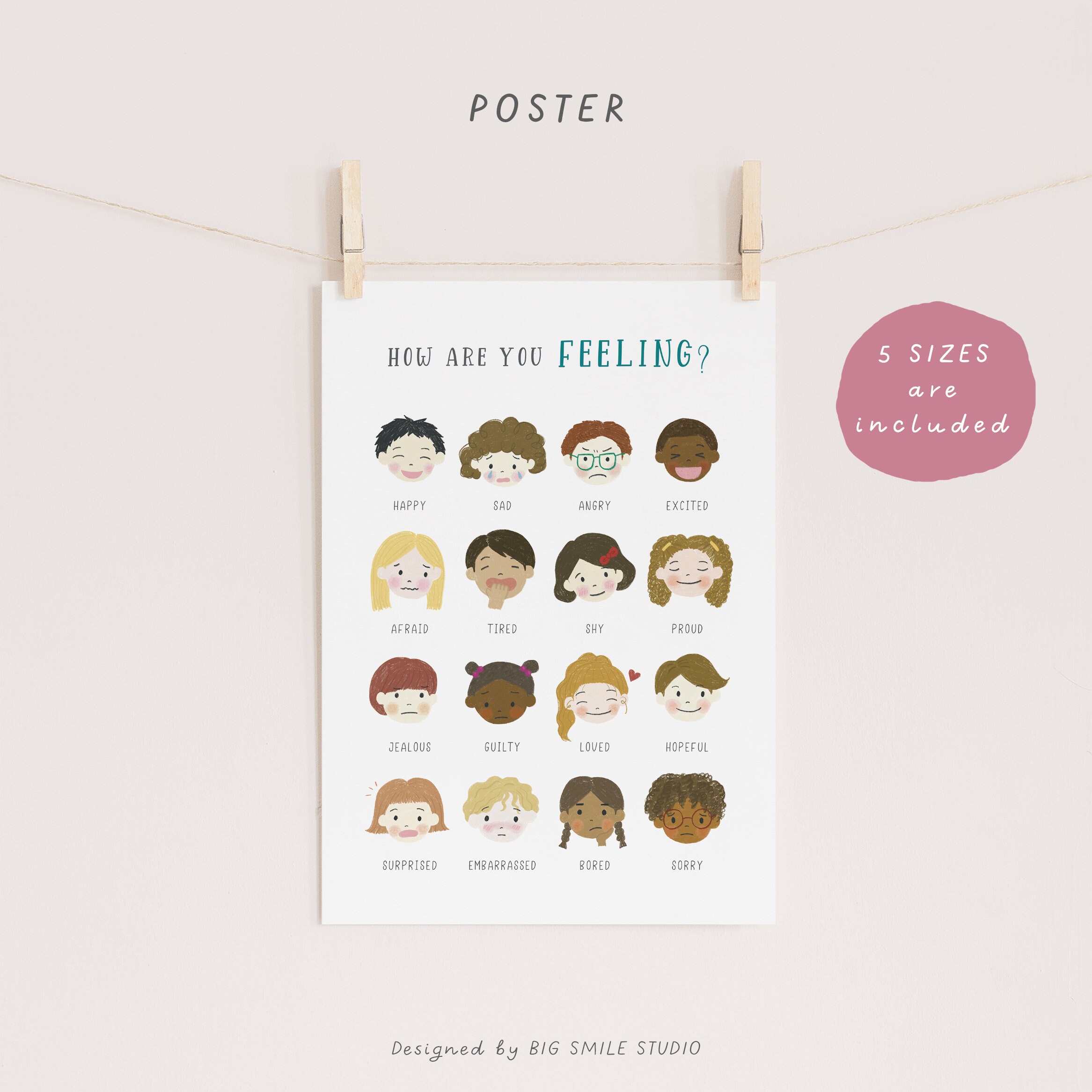 BUNDLE Printable Feelings Chart Poster & Flashcards Set for | Etsy