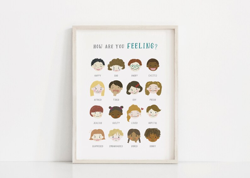 PRINTABLE Feelings Chart and Calming Techniques Poster for | Etsy
