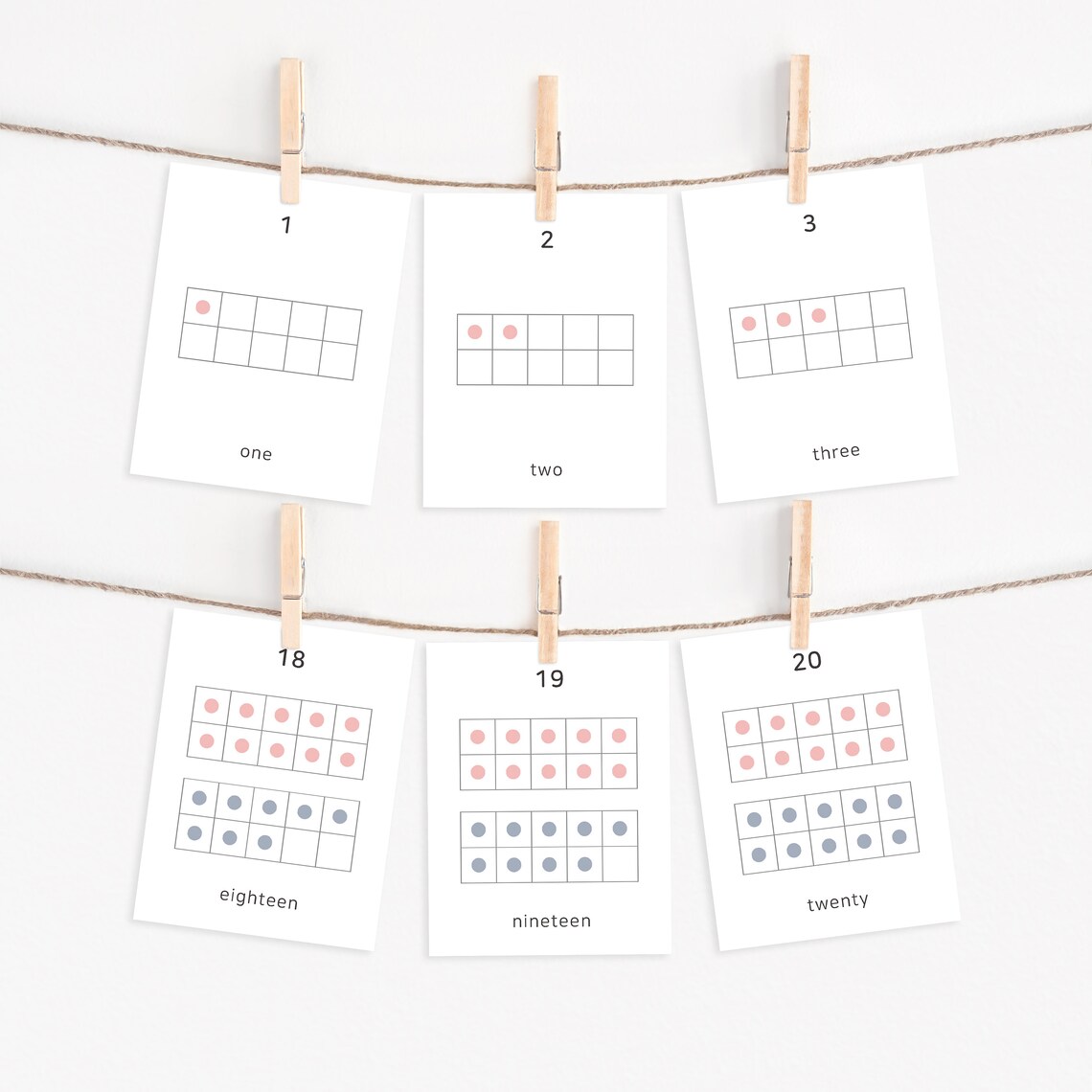 PRINTABLE Ten Frame Flashcards 1-20 for Kids, Learning Number Sense ...