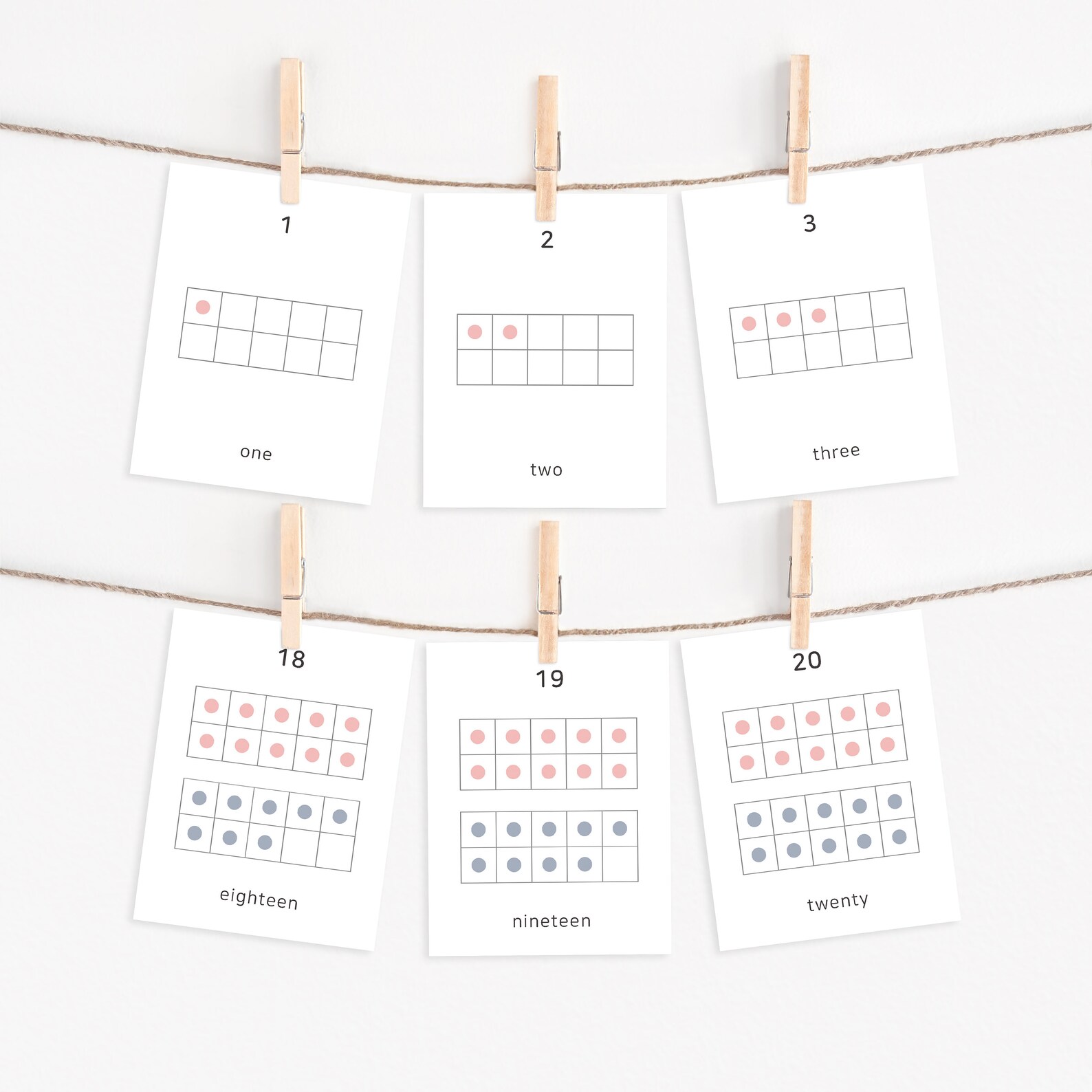 PRINTABLE Ten Frame Flashcards 1-20 for Kids, Learning Number Sense ...