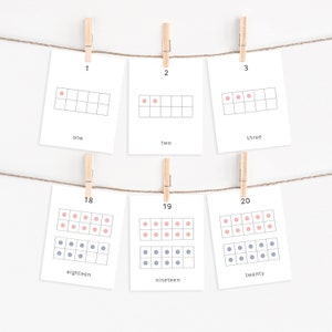 PRINTABLE Ten Frame Flashcards 1-20 for Kids, Learning Number Sense ...