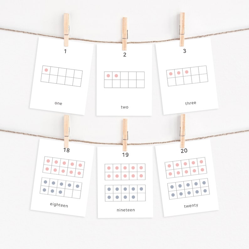 PRINTABLE Ten Frame Flashcards 1-20 for Kids, Learning Number Sense ...
