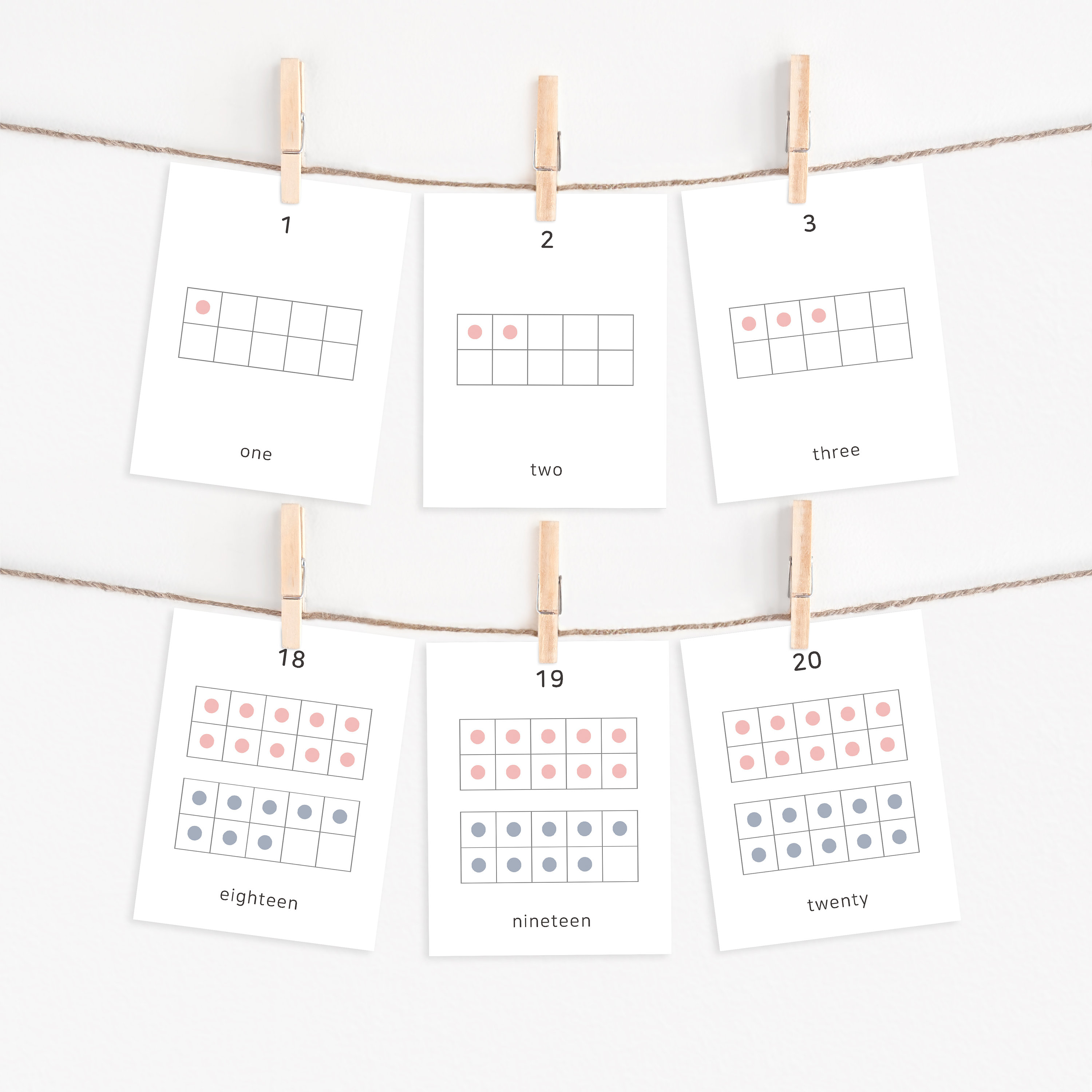 PRINTABLE Ten Frame Flashcards 1-20 for Kids, Learning Number Sense ...