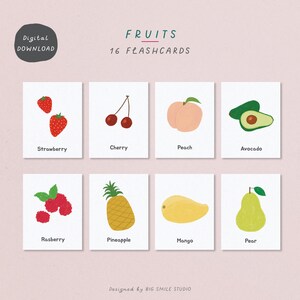 PRINTABLE Fruits Flashcards for Toddlers, Language Activity Montessori ...