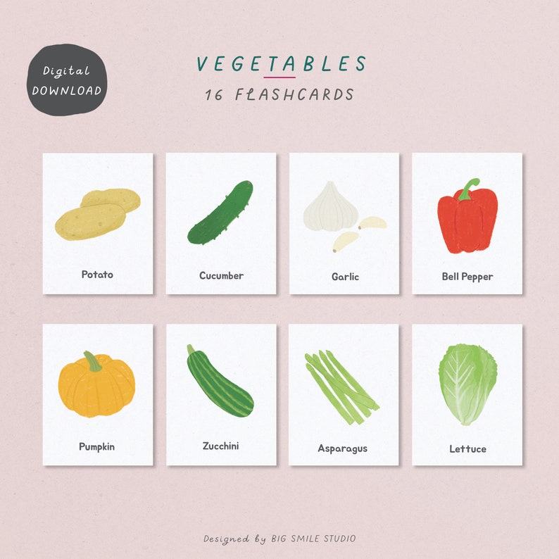 PRINTABLE Vegetables Flashcards for Toddlers, Language Activity ...