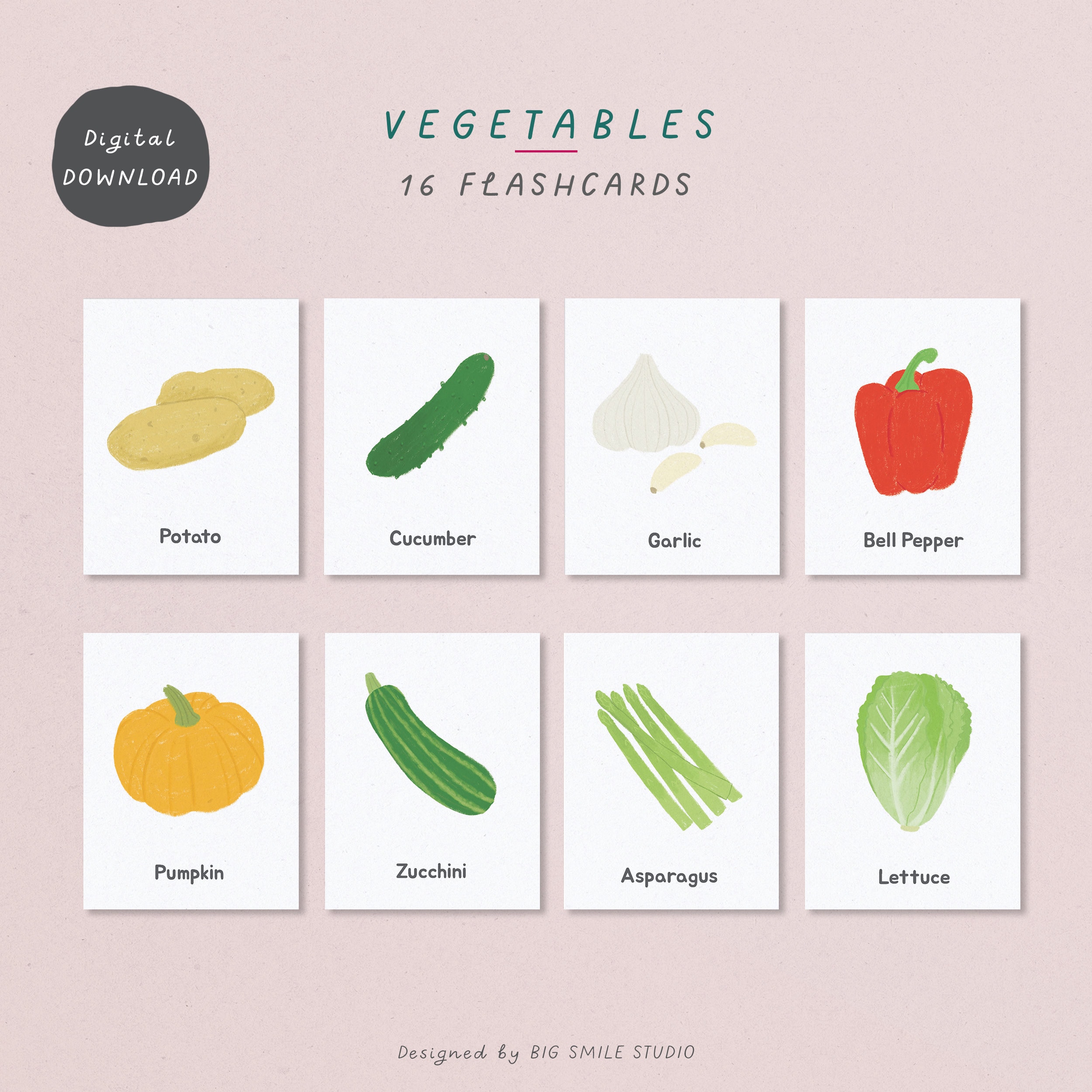 PRINTABLE Vegetables Flashcards for Toddlers, Language Activity ...