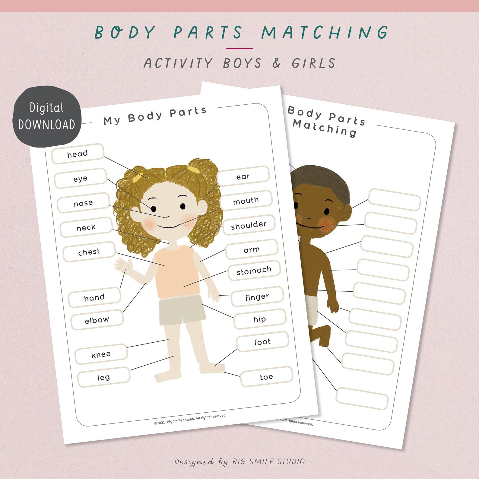 PRINTABLE Body Parts Matching Worksheet for Kids, My Body Puzzle Busy ...