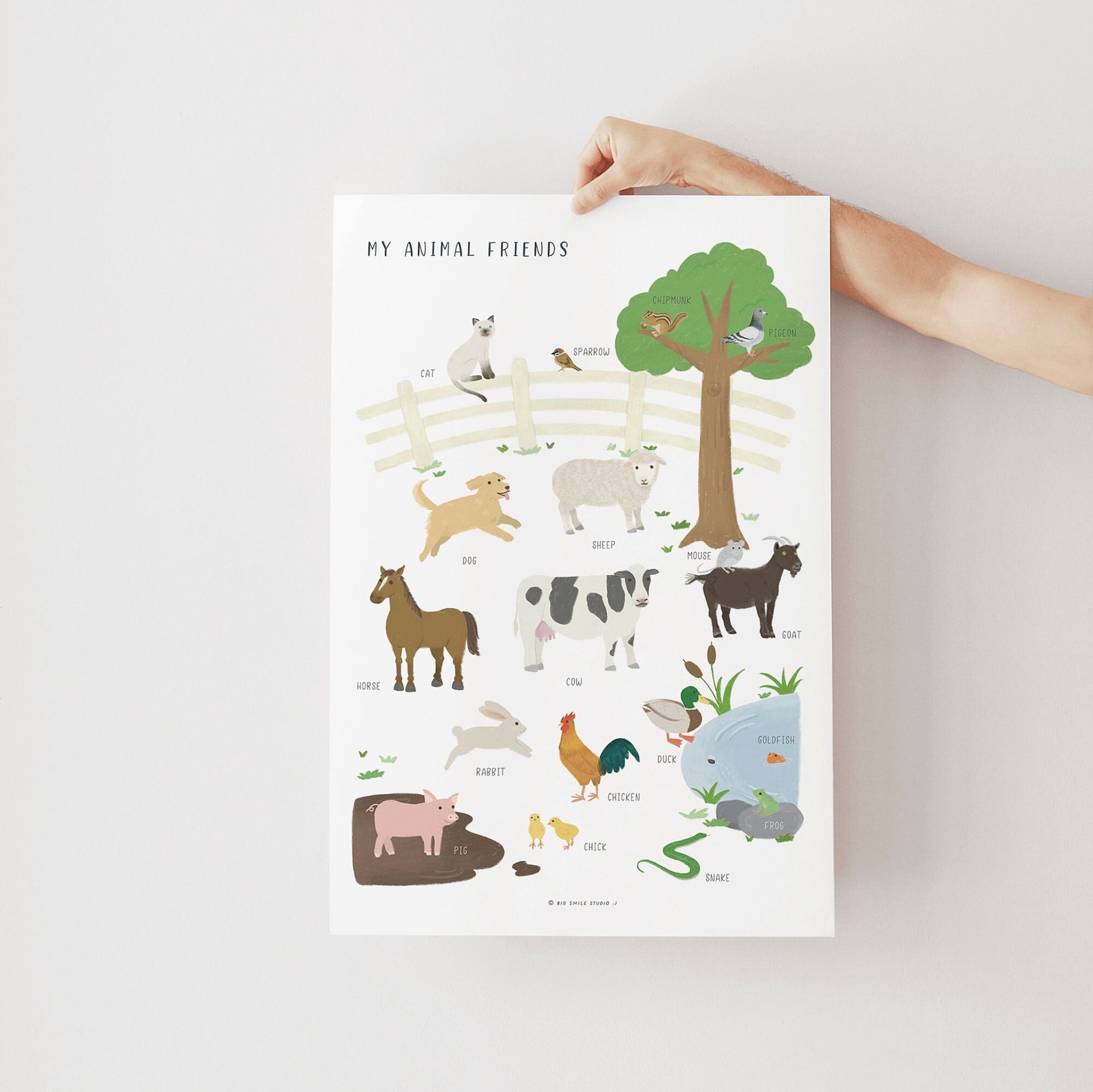 PRINTABLE My Animal Friend Poster for Kids, Familiar Animals ...