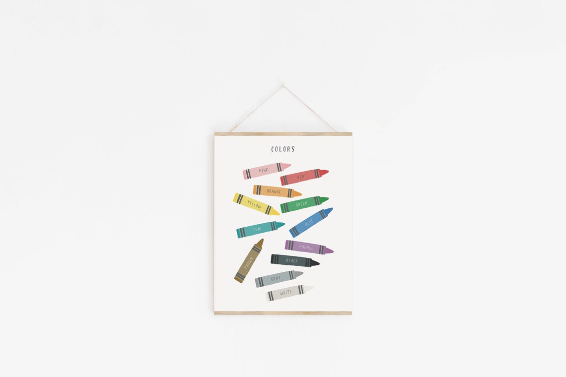 PRINTABLE Colors Poster for Kids Crayons Nursery Educational - Etsy