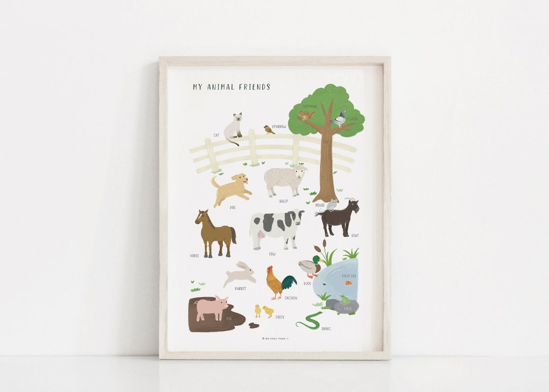 PRINTABLE My Animal Friend Poster for Kids, Familiar Animals ...