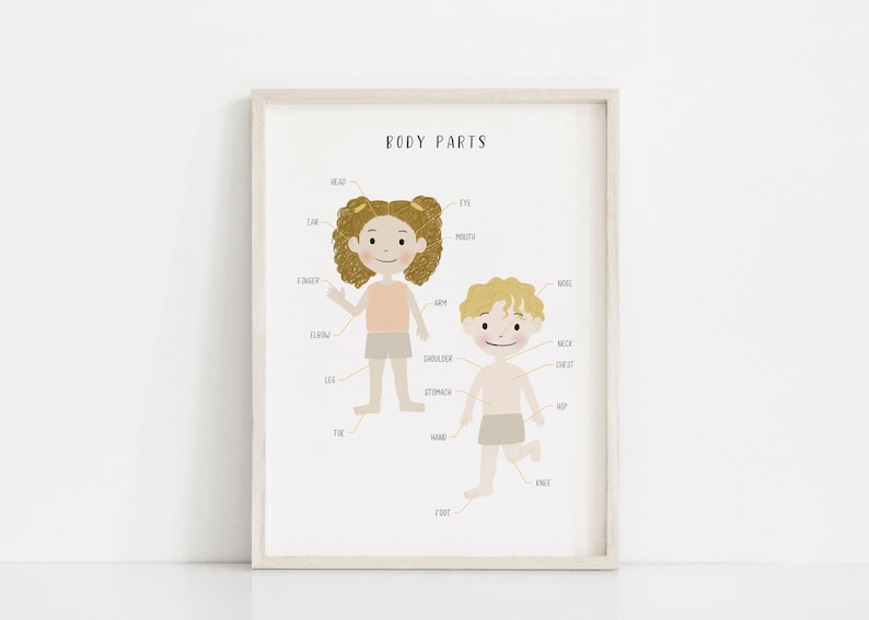 PRINTABLE Body Parts Poster for Kids, My Body Preschool Homeschool ...