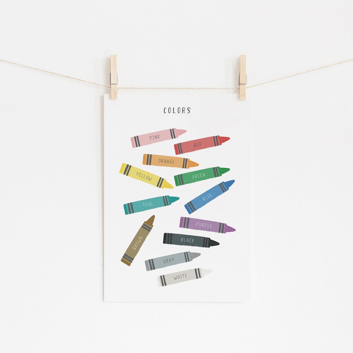 PRINTABLE Colors Poster for Kids Crayons Nursery Educational - Etsy