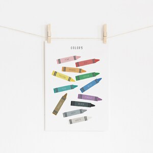 PRINTABLE Colors Poster for Kids, Crayons Nursery Educational Wall Art ...