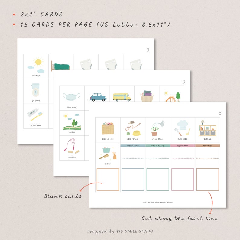 Routine Charts With Visual Cards for Kids Printable Toddler - Etsy