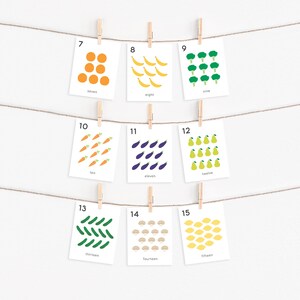 PRINTABLE Fruit&vegetable Number 1-20 Flashcards for Kids, Learning ...