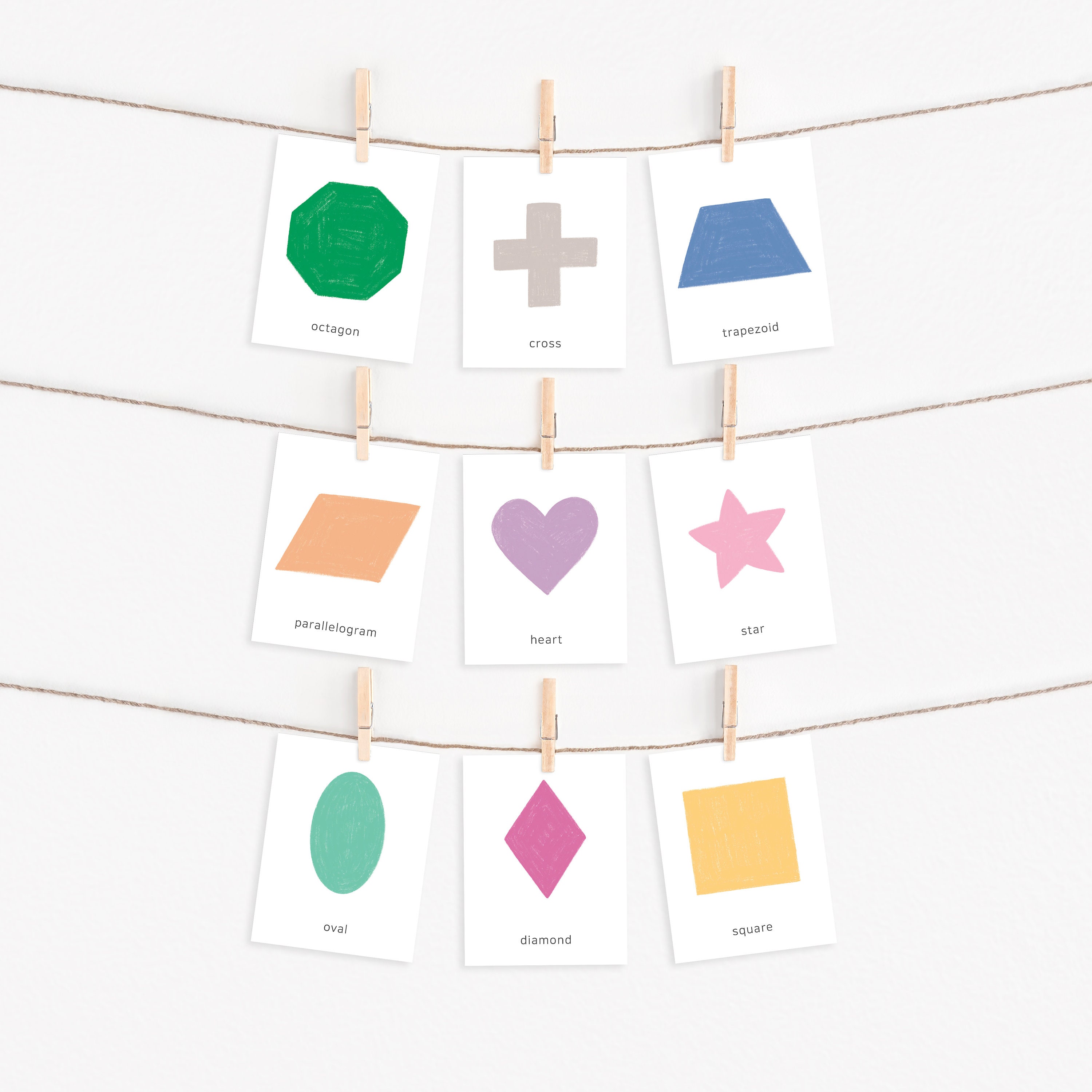 PRINTABLE Shapes Flashcards for Kids, Montessori Toddler Preschool ...