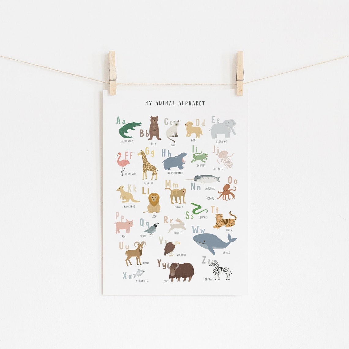 PRINTABLE Animal Alphabet Poster for Kids Alphabet - Etsy