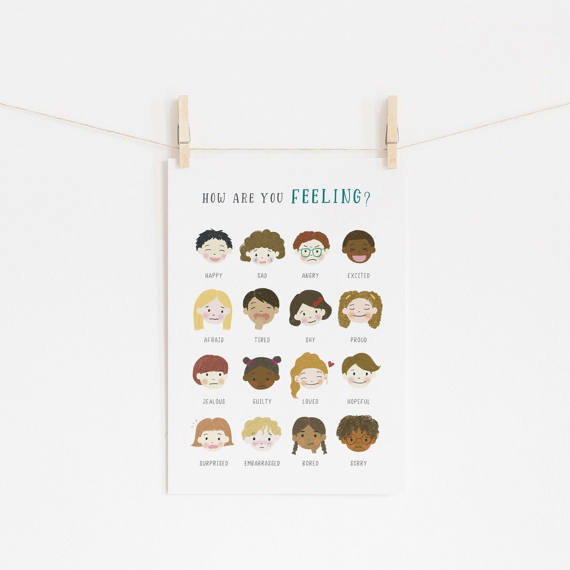 PRINTABLE Feelings Chart Preschool Emotions Educational - Etsy