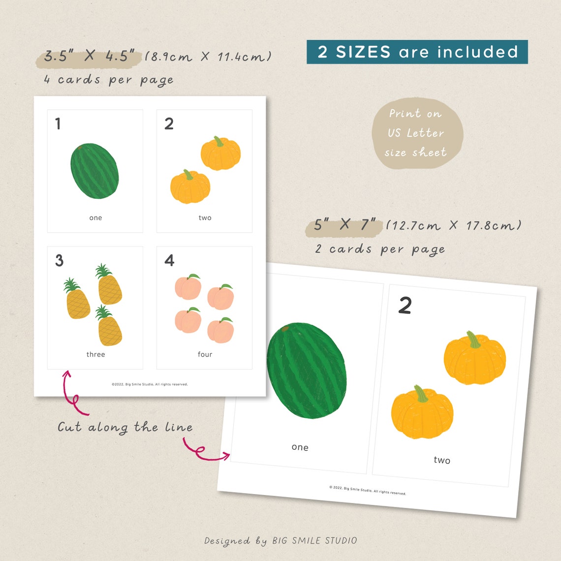 PRINTABLE Fruit&vegetable Number 1-20 Flashcards for Kids, Learning ...