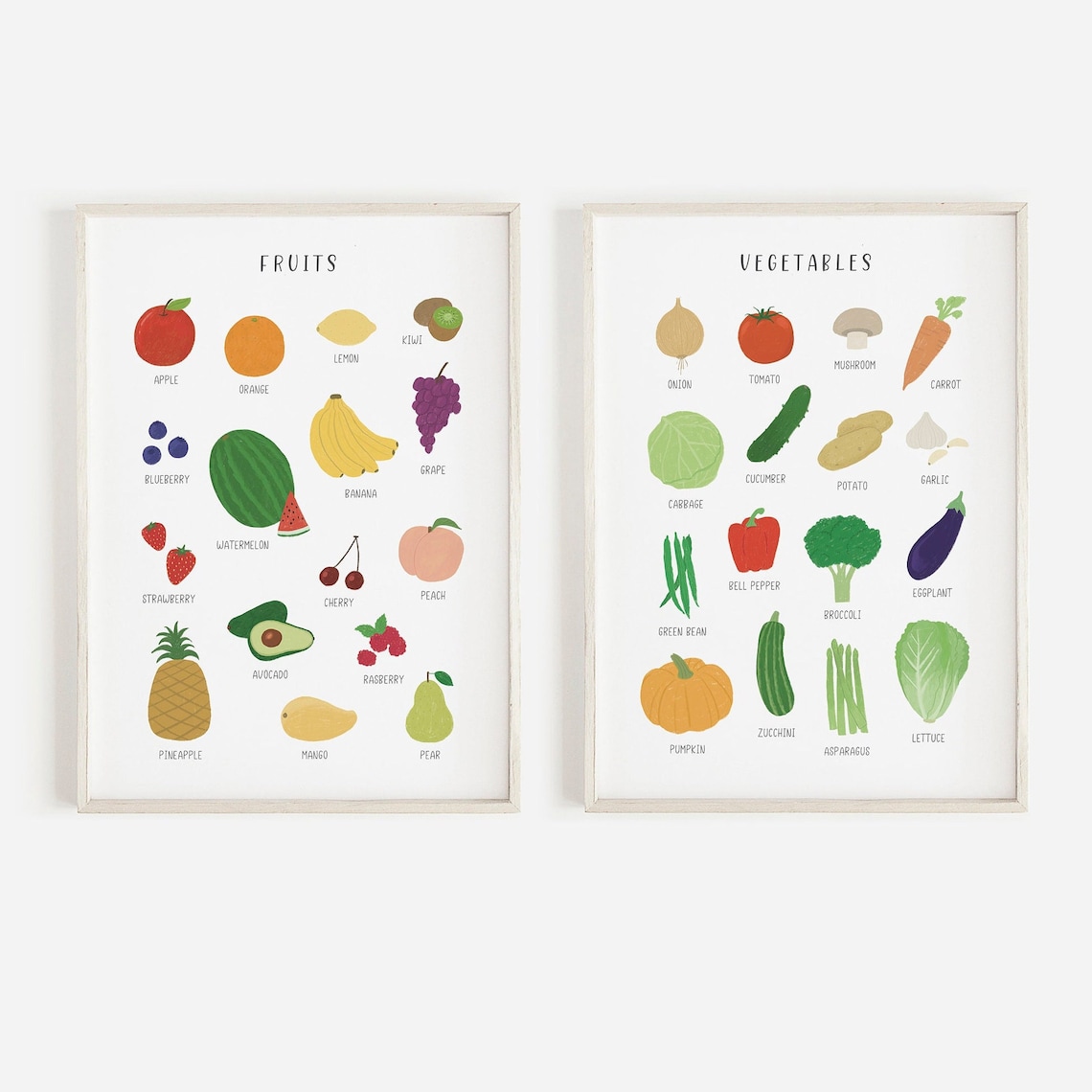 PRINTABLE Fruits and Vegetables Poster for Kids Set of 2 - Etsy