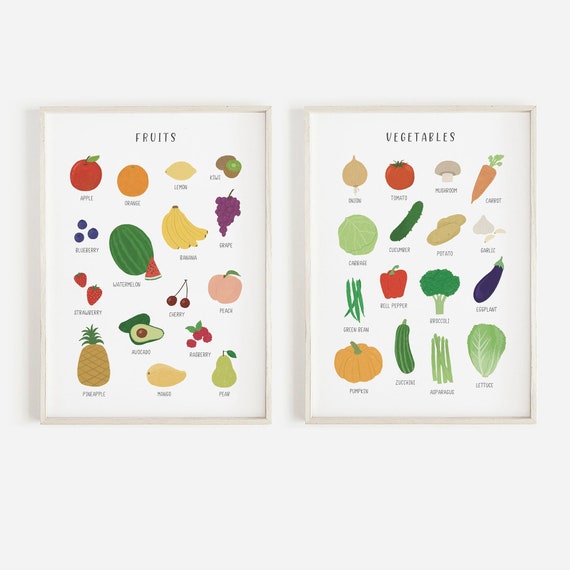 PRINTABLE Fruits and Vegetables Poster for Kids Set of 2 | Etsy Canada