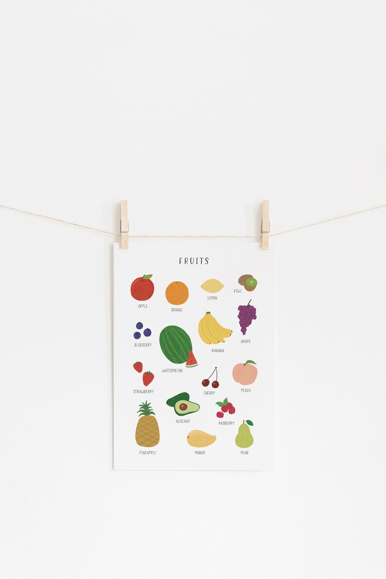 PRINTABLE Fruits Poster for Kids Preschool Classroom Wall - Etsy